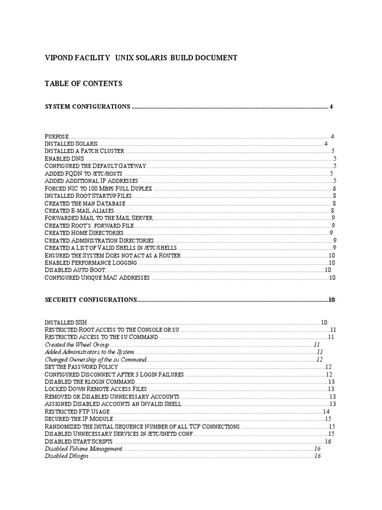 Unix Solaris Build Document Pdf Network Protocols Superuser