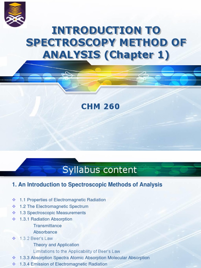 Chapter 1 - Introduction To Spectroscopy Method of Analysis | PDF ...
