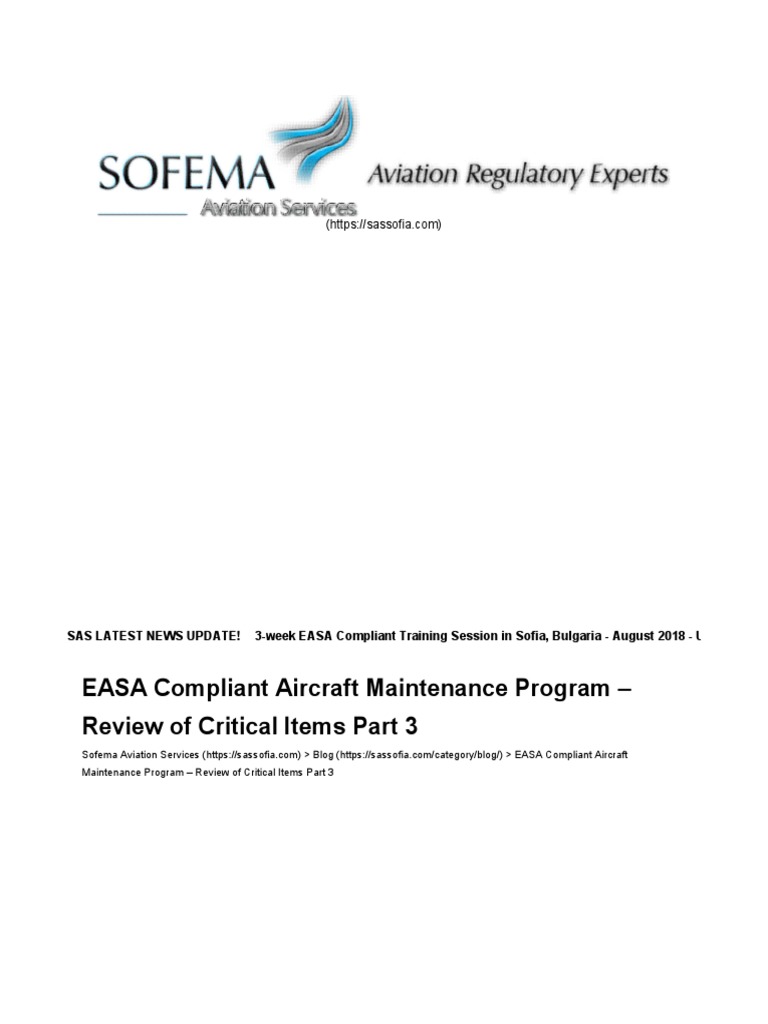 EASA Compliant Aircraft Maintenance Program - Review of Critical Item ...