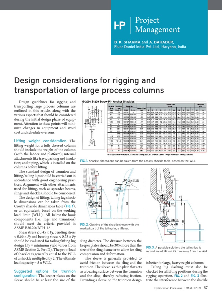 Rigging Design for Process Columns | PDF | Bending | Stress (Mechanics)