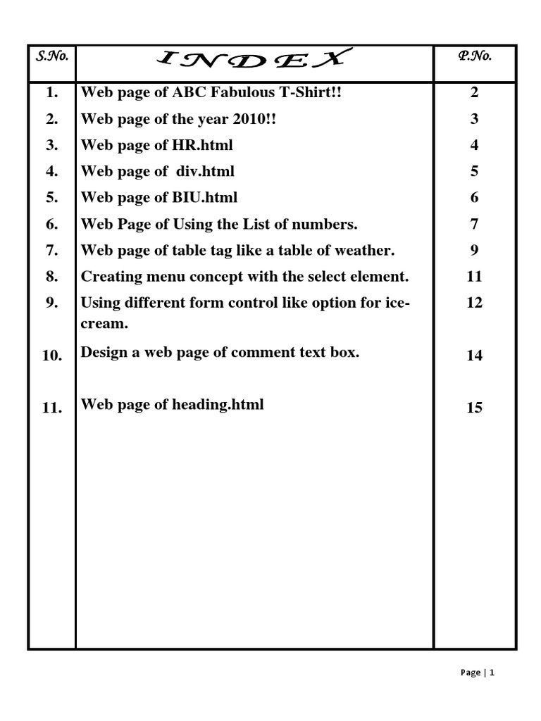 Practical File of HTML | PDF