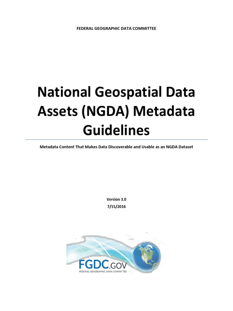 NGDA Metadata Guidelines v3 | PDF | Metadata | Esri NGDA Metadata Guidelines v3 | PDF | Metadata | Esri