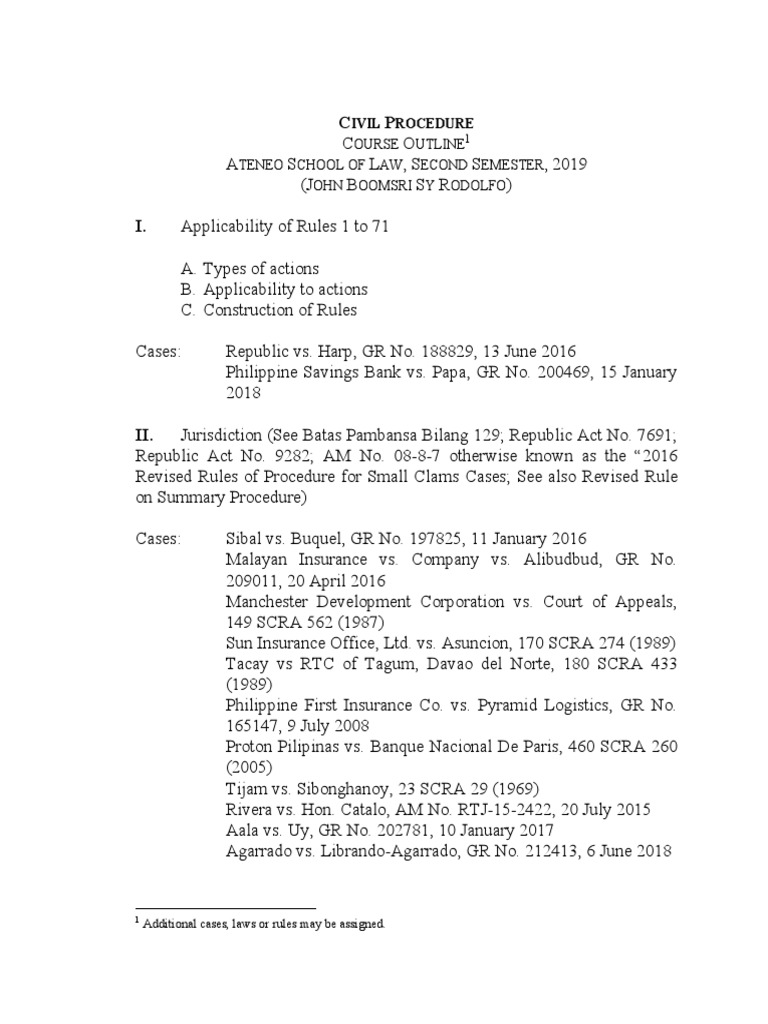 Civil Procedure Outline 2019 | PDF | Constitutional Law | Government ...