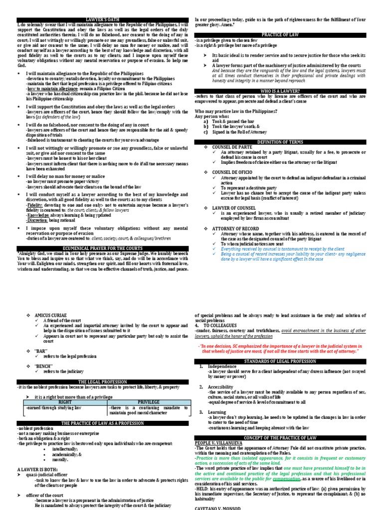 Note 1 | PDF | Practice Of Law | Lawyer