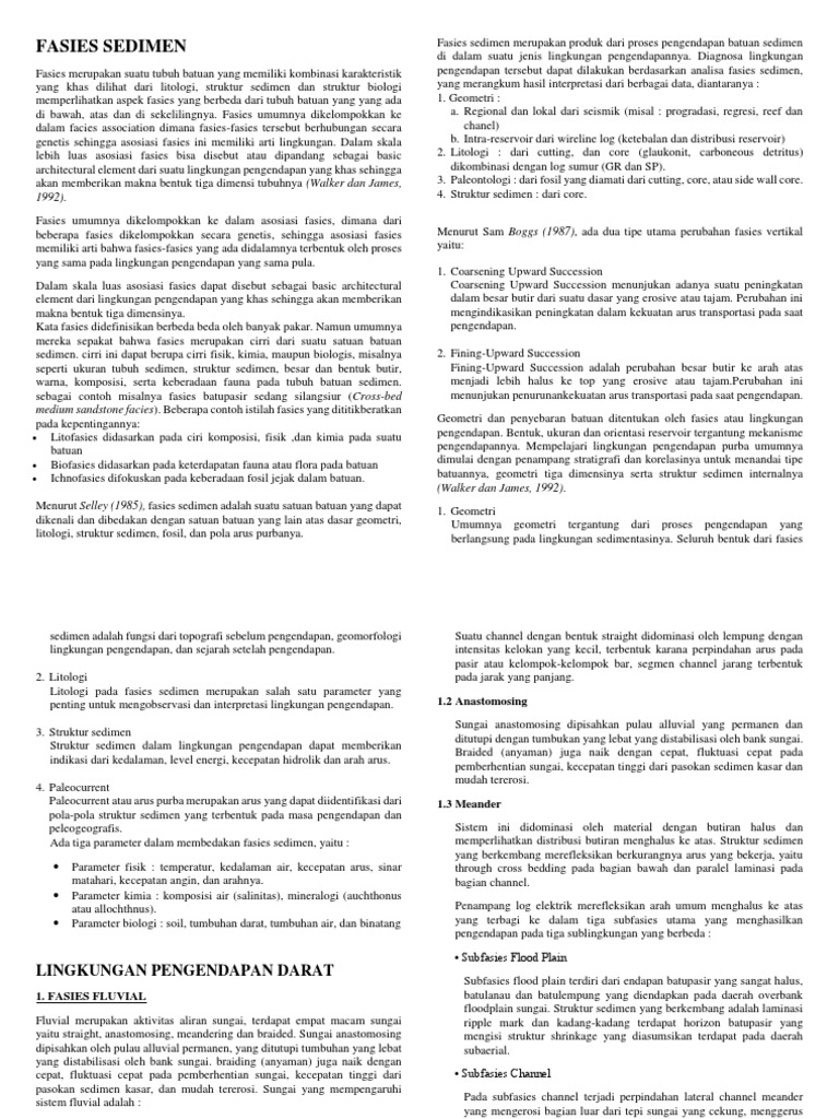 Fasies Sedimen dan Lingkungan Pengendapan | PDF