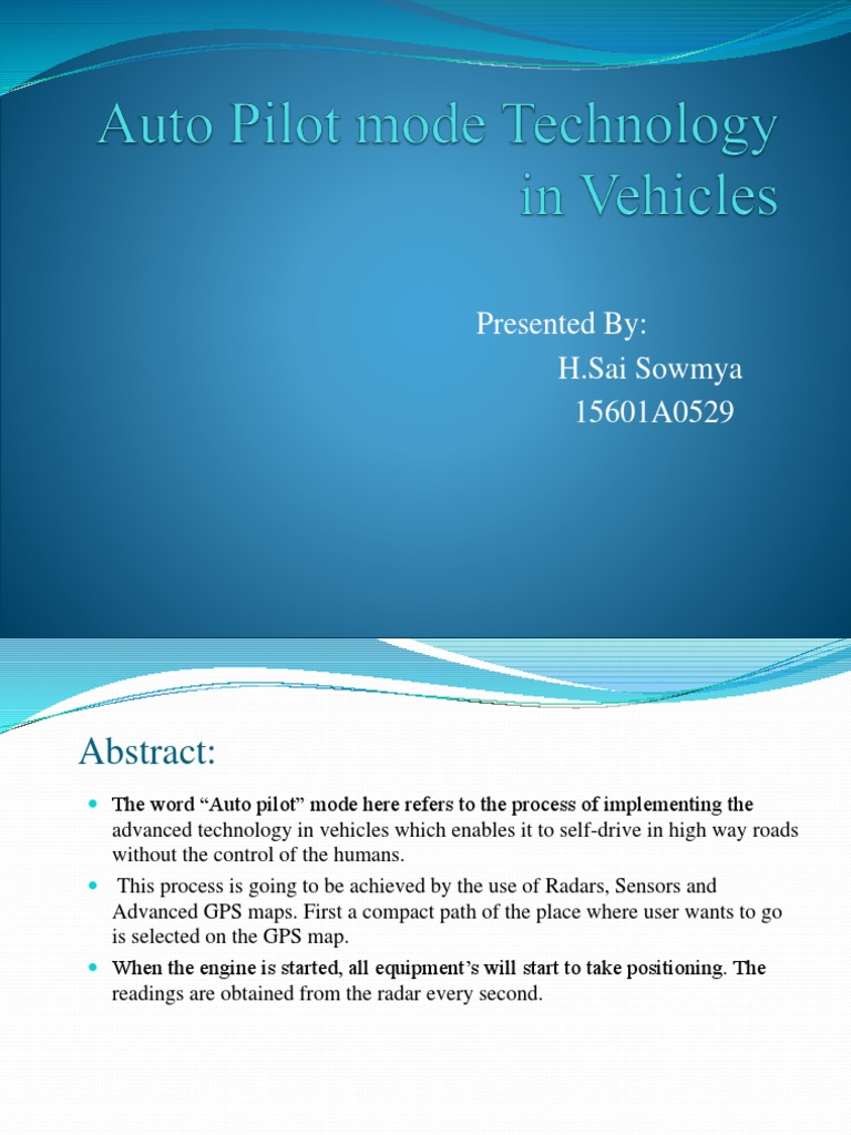 Auto Pilot Mode Technology in Vehicles | PDF | Anti Lock Braking System ...