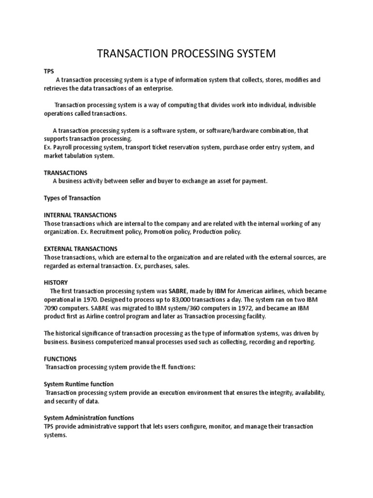 Transaction Processing System | PDF | Financial Transaction | Digital Technology