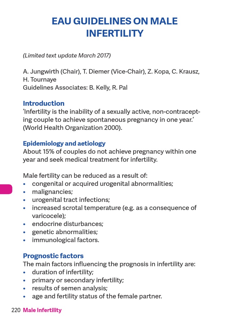 EAU GUIDELINES ON MALE Infertility PDF | PDF | Andrology | Infertility