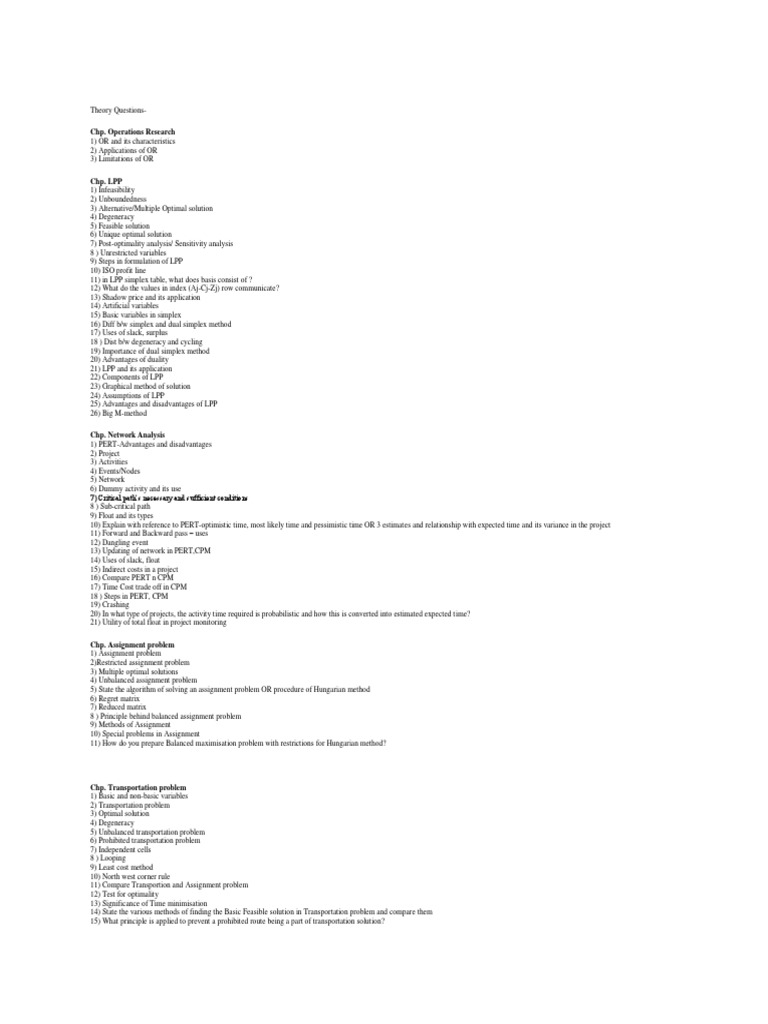 Theory Questions - QT | PDF | Mathematical Optimization | Linear Programming