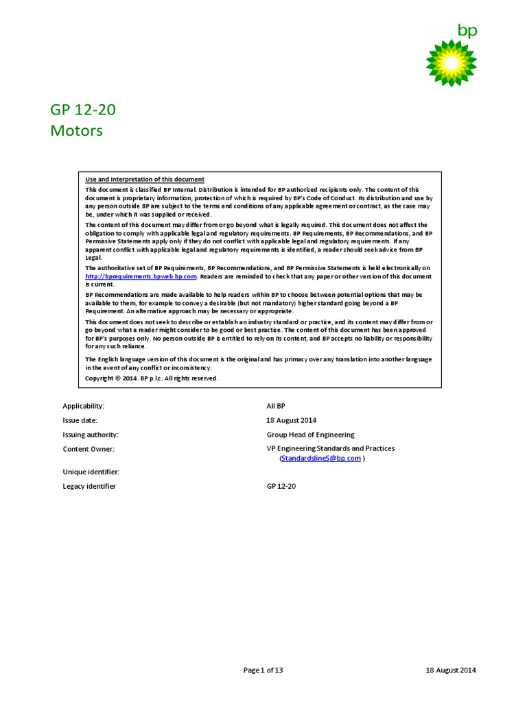 GP12 20 Motors | PDF | Electric Motor | Bearing (Mechanical)