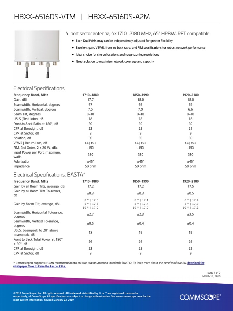 HBXX 6516DS VTM - HBXX 6516DS A2m | PDF | Antenna (Radio) | Electrical ...