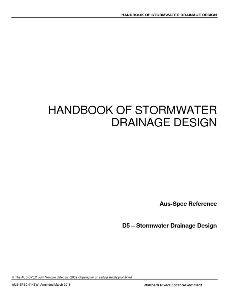 D10 Handbook of Stormwater Drainage Design | PDF | Stormwater | Environment