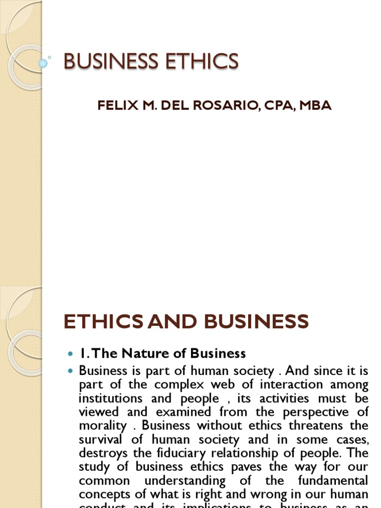 Understanding the Fundamental Role of Ethics in Business | PDF ...