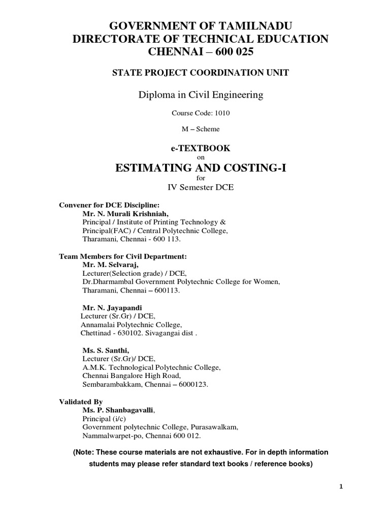 Estimating and Costing for Civil Engineering | PDF | Lime (Material ...