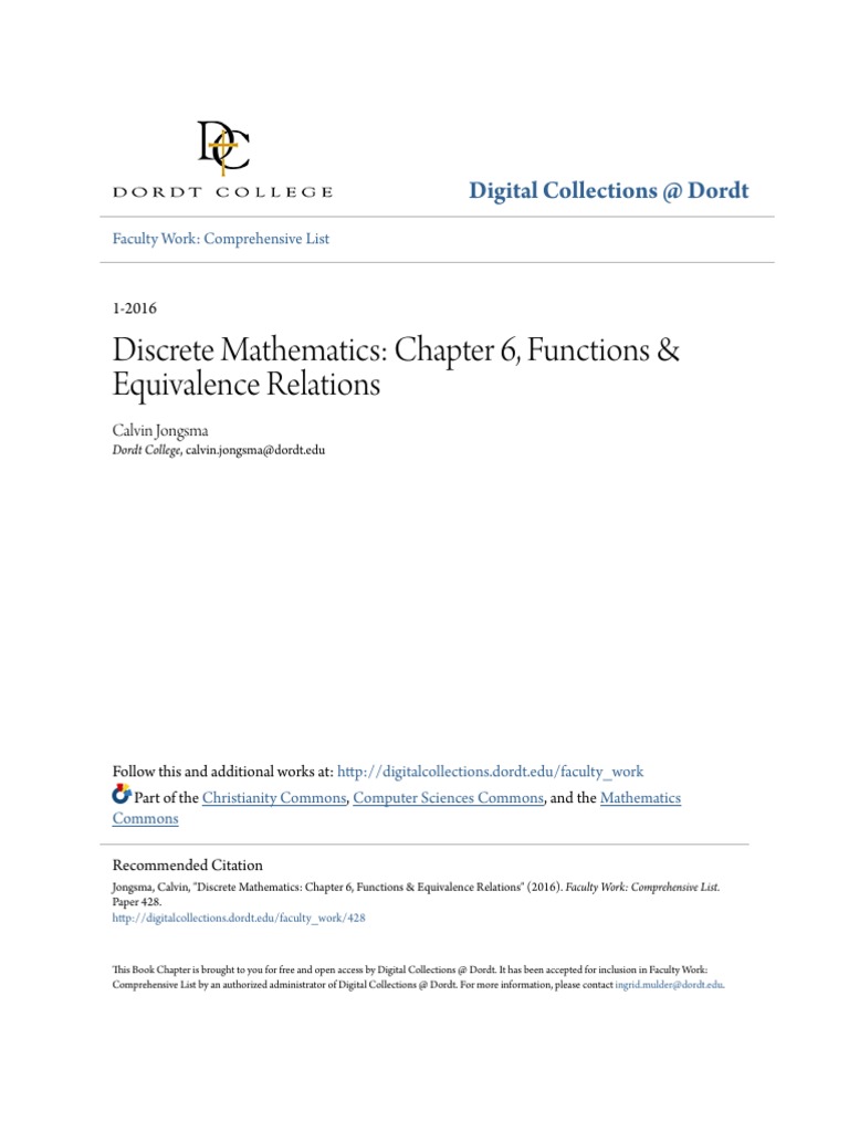 Discrete Mathematics - Chapter 6 Functions & Equivalence Relation PDF ...