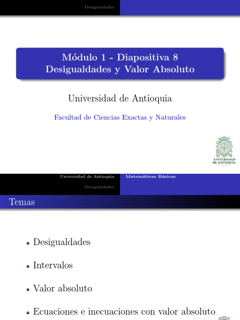 Desigualdades y Valor Absoluto | Descargar gratis PDF | Intervalo (Matemáticas) | Desigualdad ...