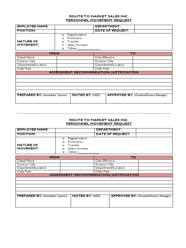RTMSI - Personnel Movement Form | PDF | Economies | Business