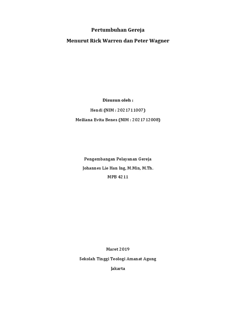 Strategi Pertumbuhan Gereja Menurut Warren | PDF