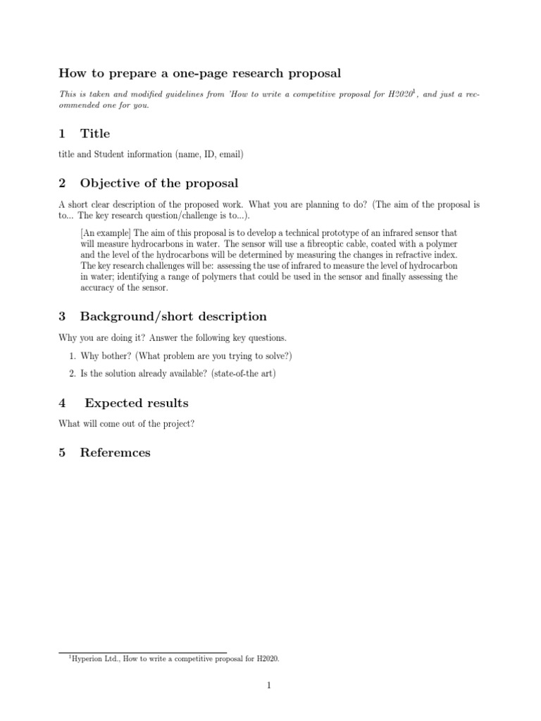 One-Page Research Proposal Guide | PDF
