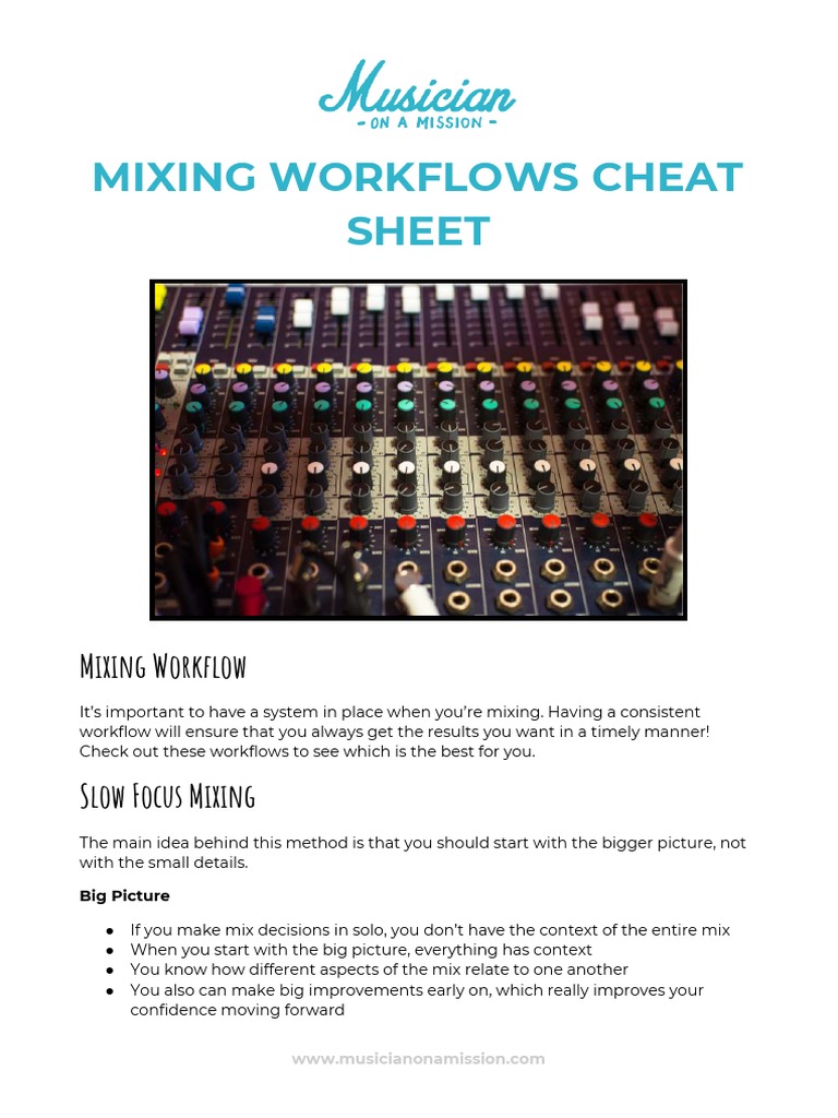 Mixing Workflow Cheat Sheet | PDF | Sound Recording | Music Industry