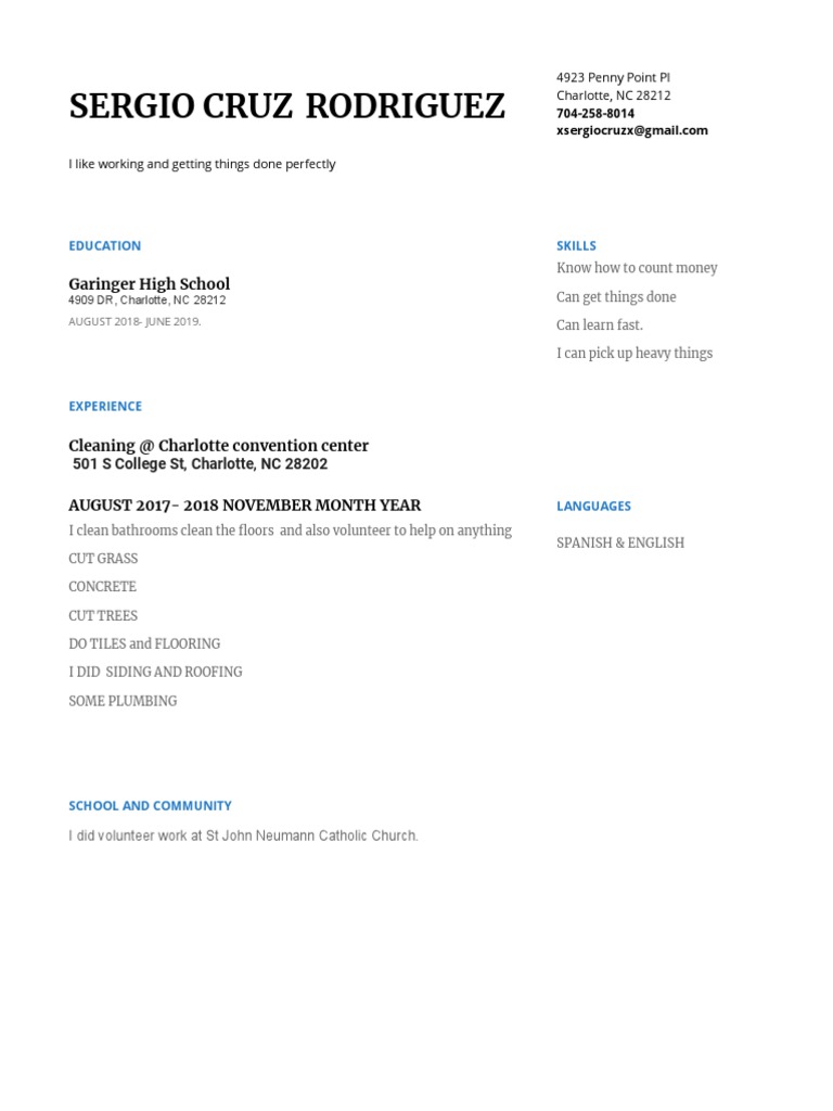 Sergio Cruz Rodriguez - Resume Template 1a | PDF