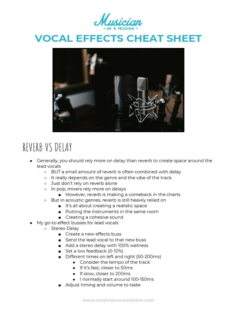 Vocal Effects Cheat Sheet PDF | PDF
