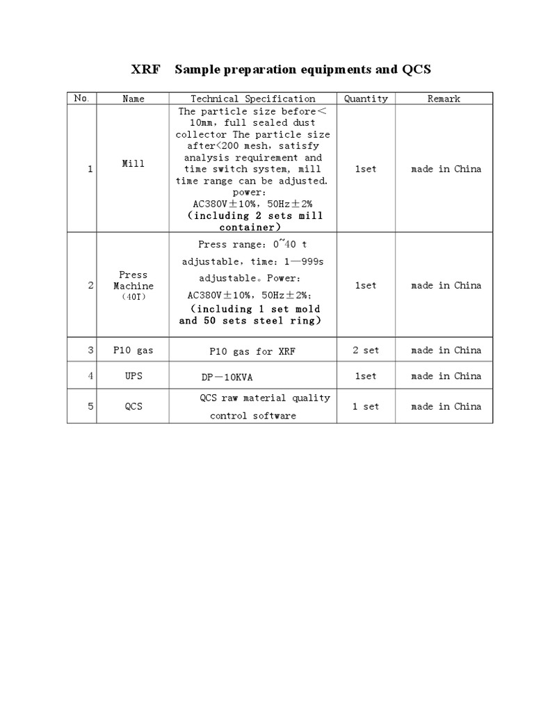 XRF Sample Preparation Equip.& QCS | PDF | Technology & Engineering