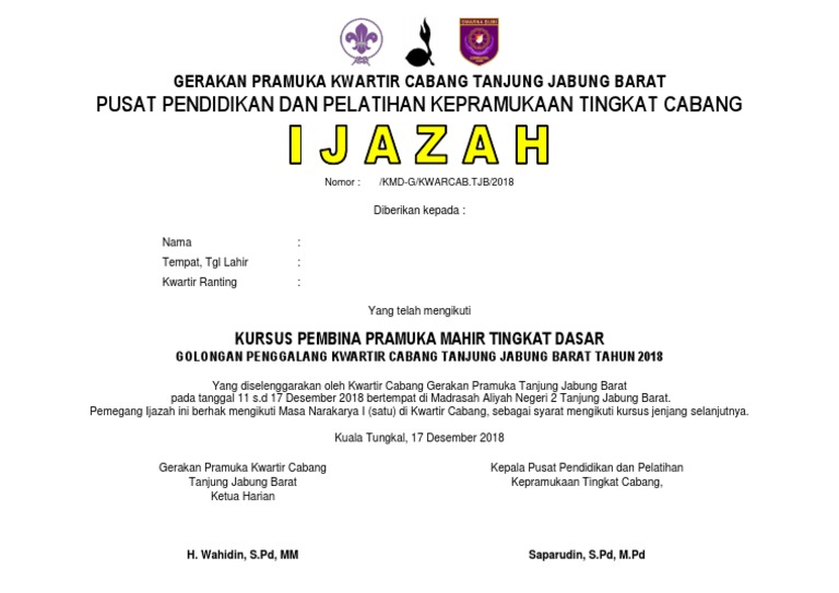 Ijazah KMD Penggalang | PDF