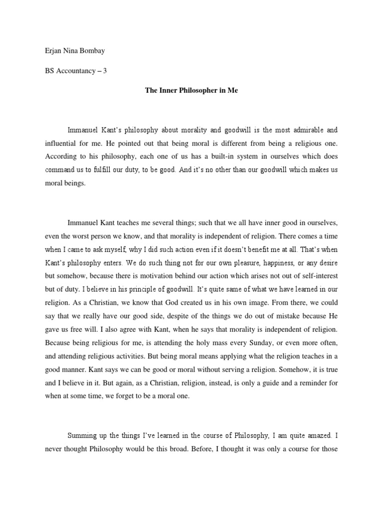 The Inner Philosopher in Me | PDF | Immanuel Kant | Morality