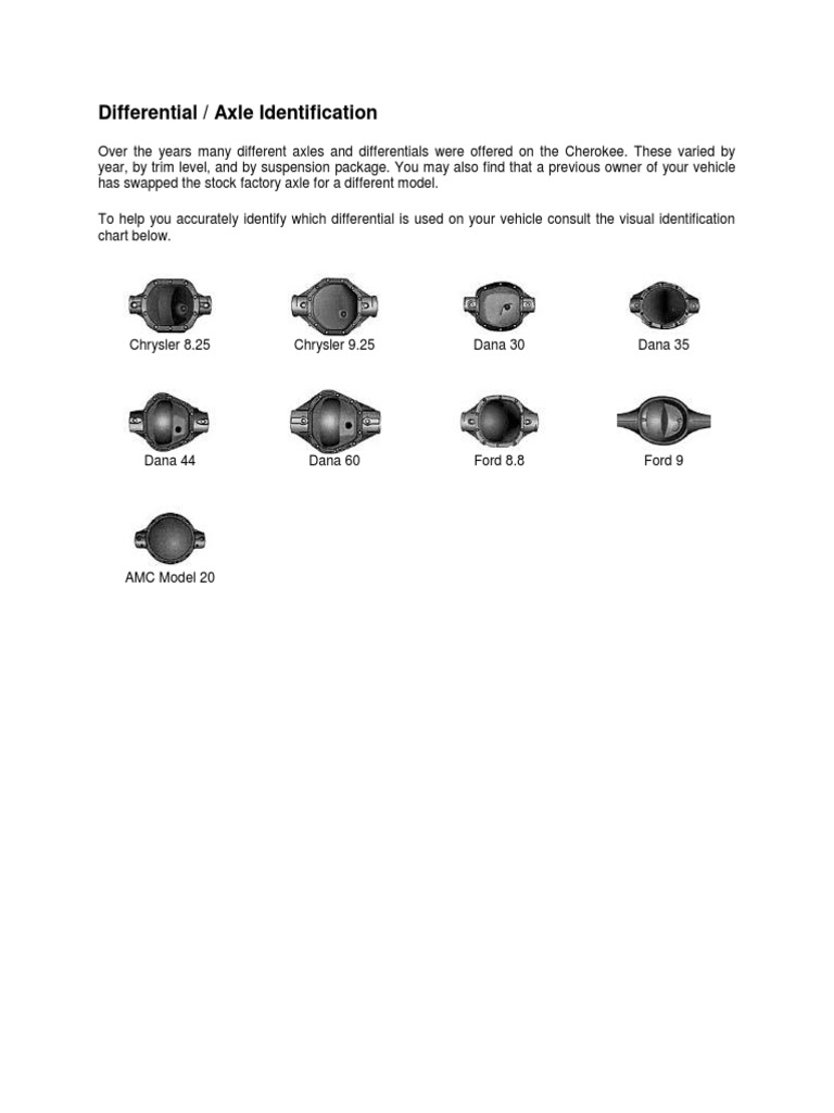 Differential Axle Identification PDF | PDF | Vehicles | Vehicle Industry