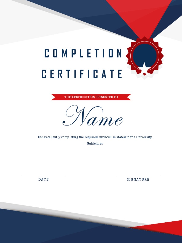Certificate of Completion Template 03 | PDF
