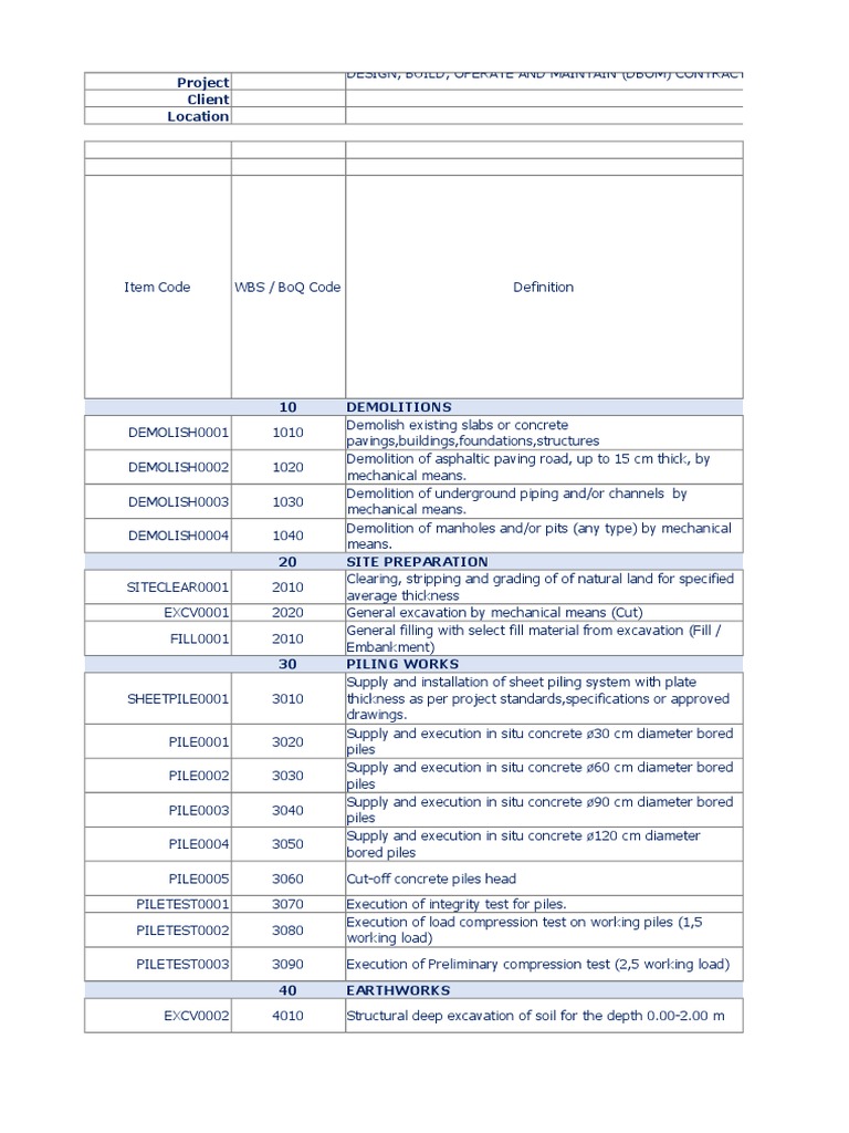 BoQ - Structural | PDF | Deep Foundation | Foundation (Engineering)