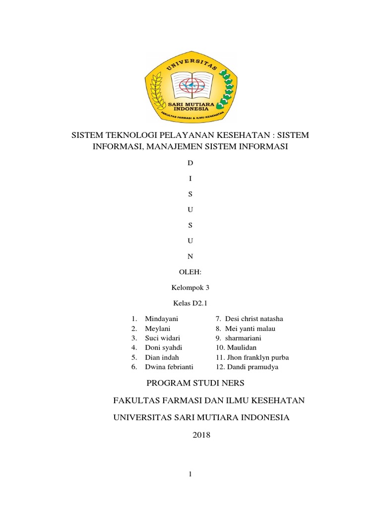 Pak Erwin 1 Sistem Teknologi Pelayanan Kesehatan | PDF | Sains & Matematika