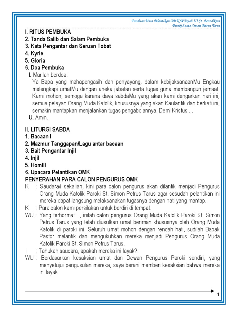 Teks Pelantikan Omk | PDF