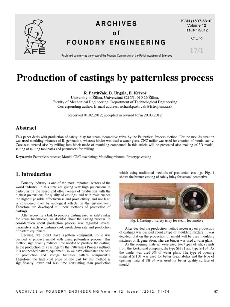 Patternless Casting | PDF | Machining | Machine Tool