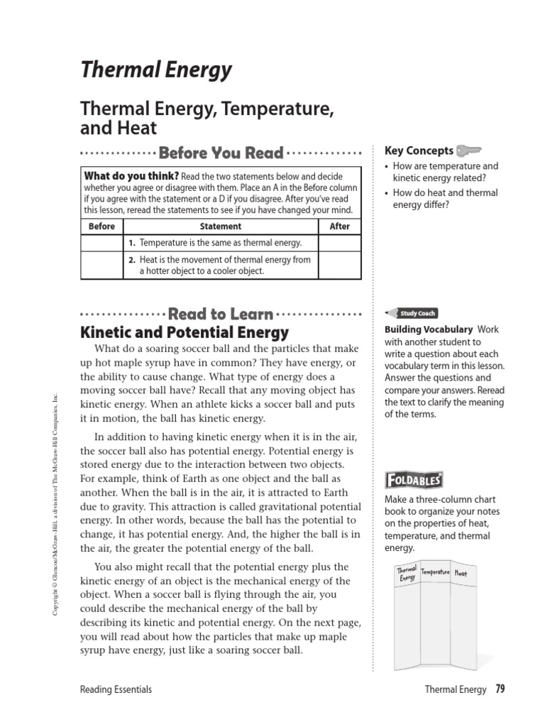 (Owls) Reading Essentials c.5-1 Thermal Energy, Temperature, PDF | PDF ...