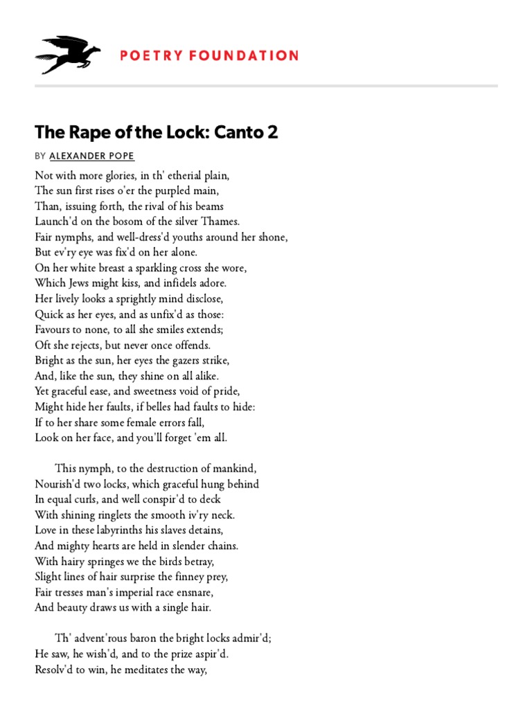 The Rape of The Lock - Canto 2 by Alexander Pope - Poetry Foundation ...