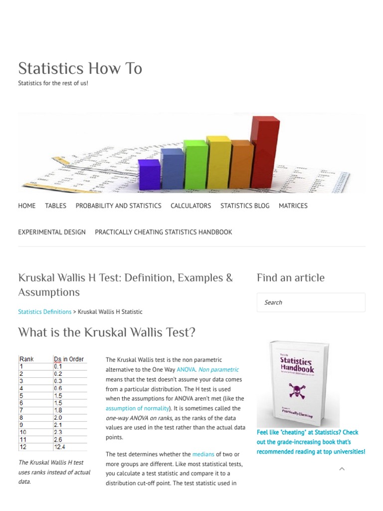 Kruskal Wallis H Test - Definition, Examples & Assumptions - Statistics ...
