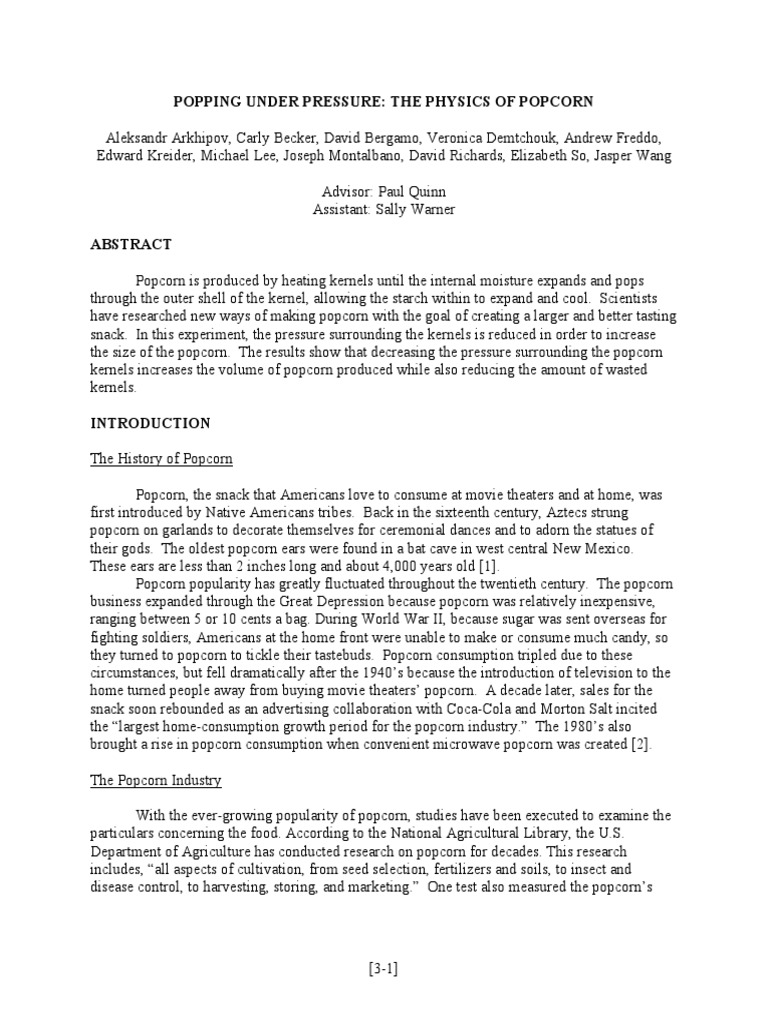 Popcorn Physics for Enthusiasts | PDF | Popcorn | Gases