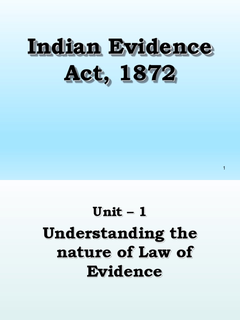Evidence - Unit 1 | PDF | Evidence (Law) | Evidence
