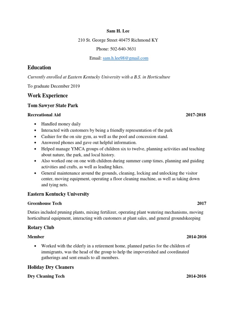 Resume Sam Lee | PDF