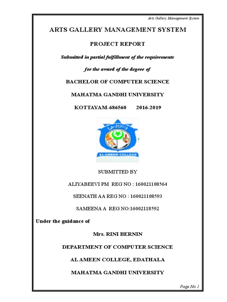 Arts Gallery Management System: Project Report | PDF | Software Testing ...