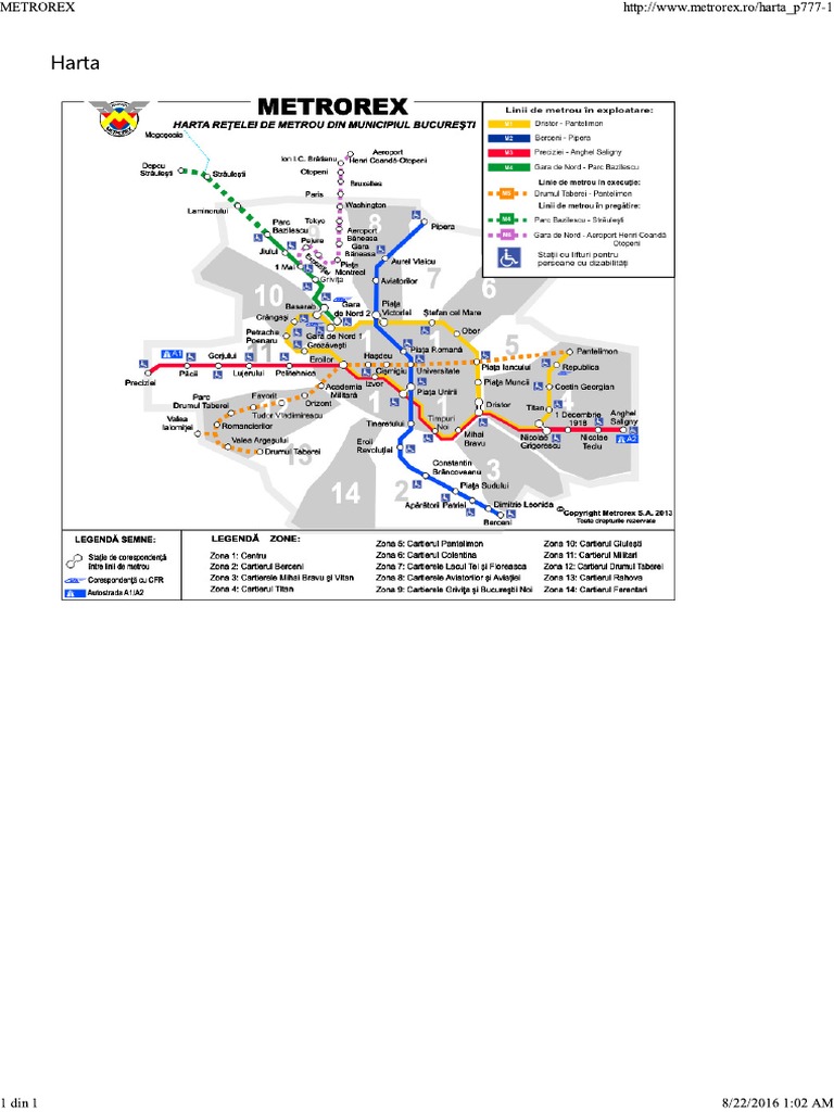 Harta Metrou Bucuresti METROREX PDF | PDF