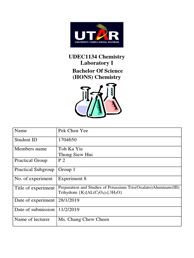 Exp8-Preparation and Studies of Potassium Tris (Oxalato) Aluminate (III ...