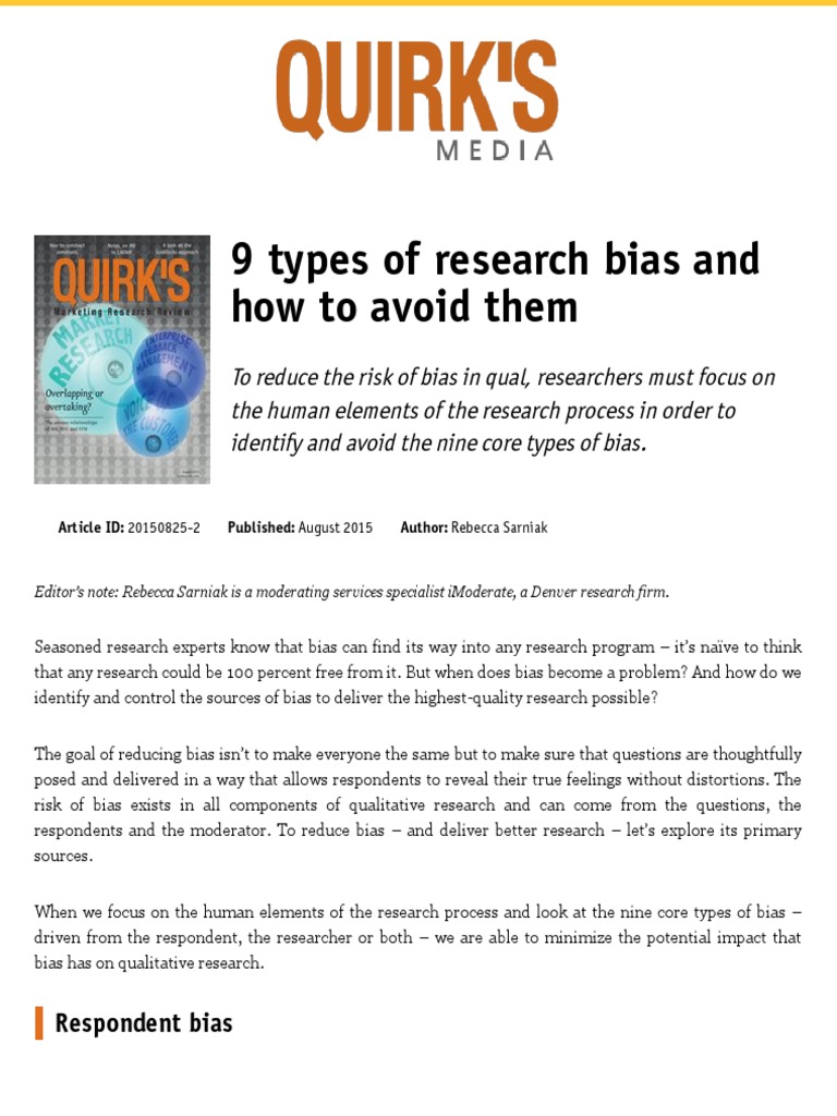 9 Types of Research Bias and How To Avoid Them - Articles | PDF | Bias ...