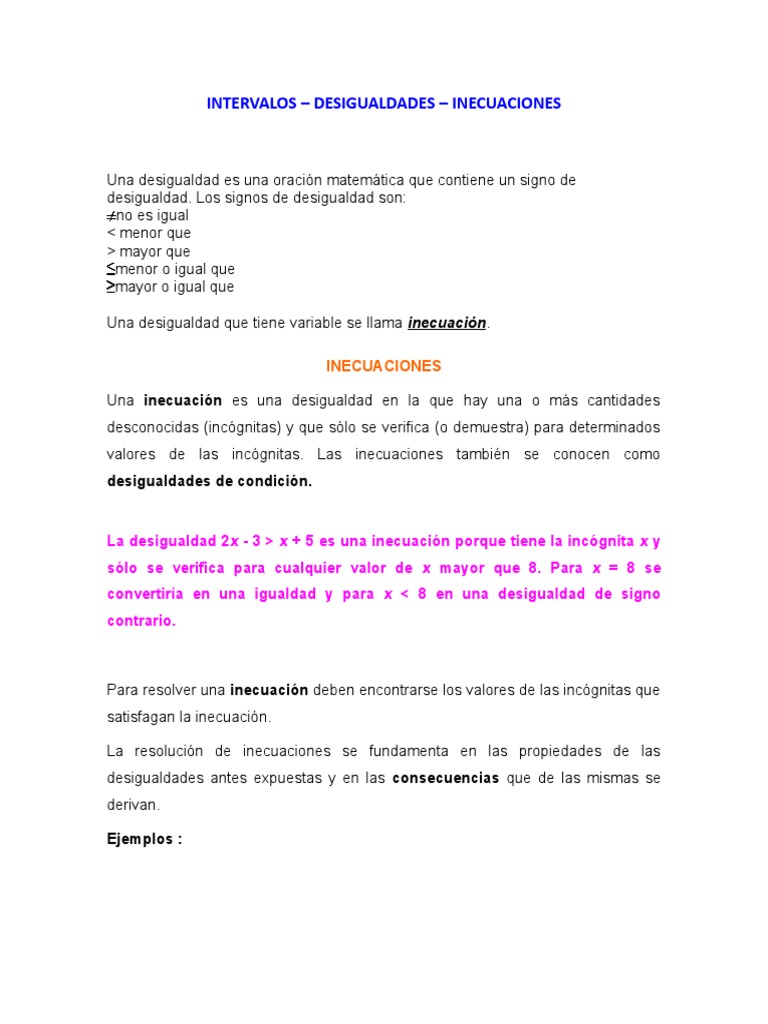 Inecuaciones 12 | PDF | Intervalo (Matemáticas) | Desigualdad (Matemáticas)