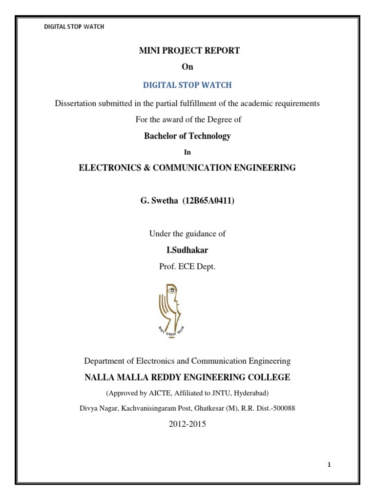 MINI PROJECT REPORT On DIGITAL STOP WATC | PDF | Rectifier | Bipolar Junction Transistor