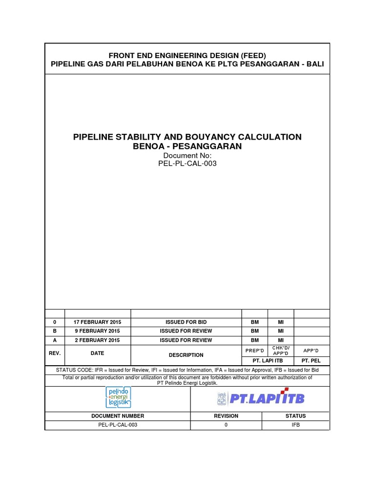 (Ihs) PEL - PL - CAL - 003 Pipeline Stability and Bouyancy Calculation Benoa - Pesanggaran (Rev ...