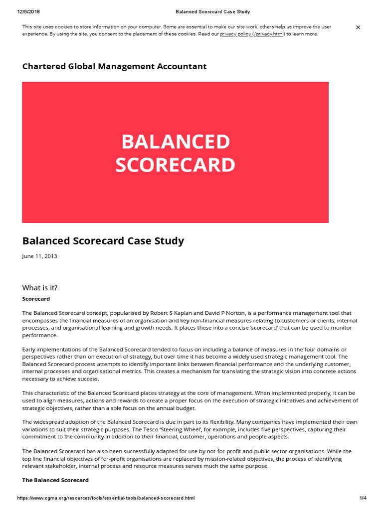 Balanced Scorecard Case Study: Chartered Global Management Accountant ...