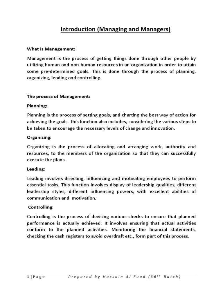 Introduction (Managing and Managers) : What Is Management | PDF | Goal ...